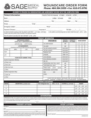 Fillable Online WOUNDCARE ORDER FORM - Sage Medical Fax Email Print ...