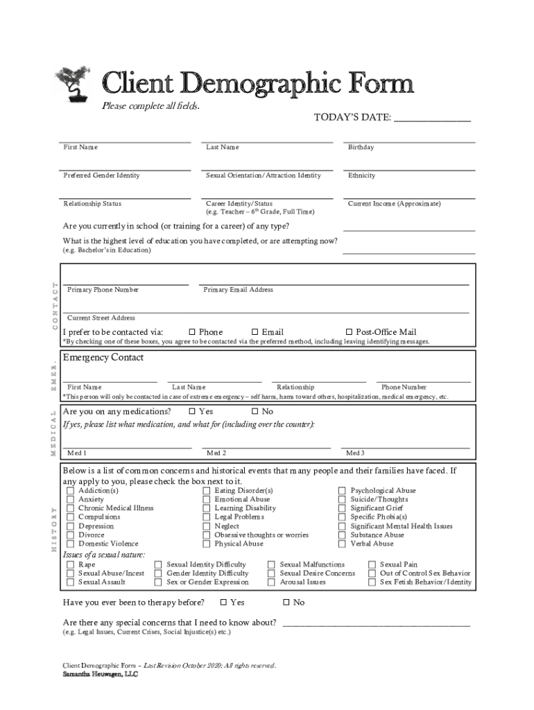 Fillable Online Client Demographic Form.docx Fax Email Print - pdfFiller
