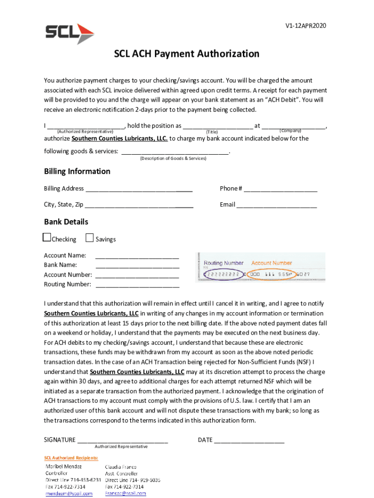 Fillable Online Free Credit Card (ACH) Authorization Forms - PDFWord ...