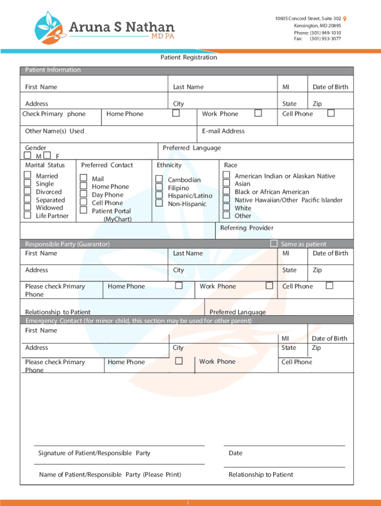 Fillable Online Dr. Aruna S. Nathan, MD, Internal Medicine in ...