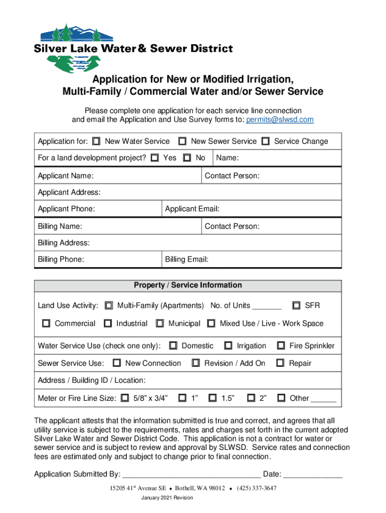 Fillable Online Application for New or Modified Irrigation, Multi ...