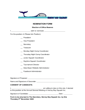 Fillable Online NOMINATION FORM - Committee 2017 Election of Office ...