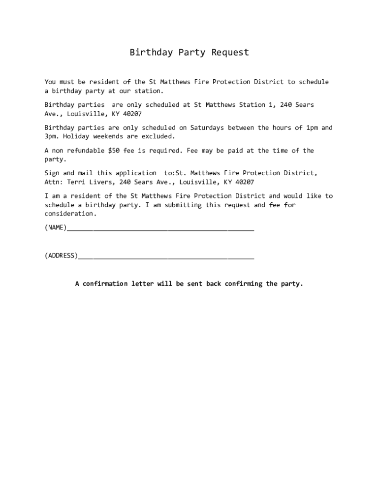 Fillable Online Birthday Party Form Template JotFormBirthday Party Form ...