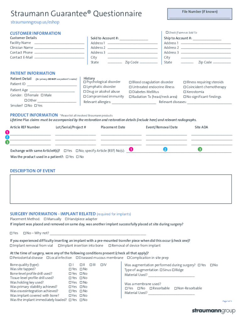 Fillable Online Straumann Group - Straumann USAStraumann Homepage ...