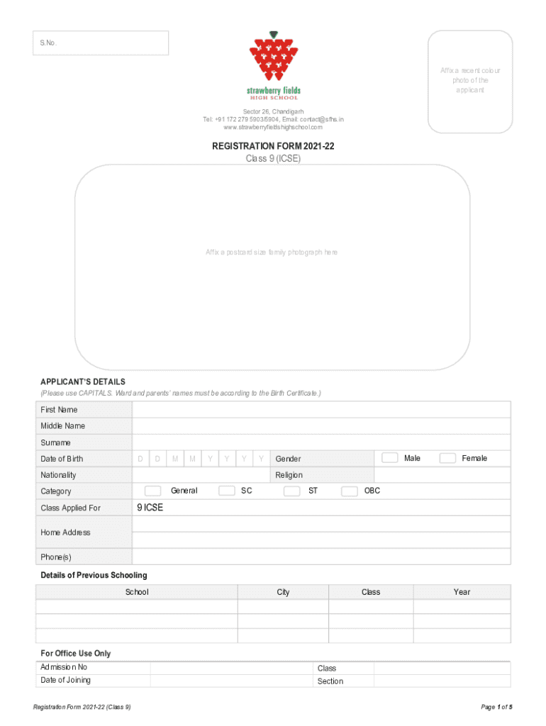 Fillable Online Admission Form - Class 9 - 2021-22.docx Fax Email Print ...