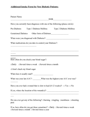 Fillable Online Additional Intake Form for New Diabetic Patients Fax ...