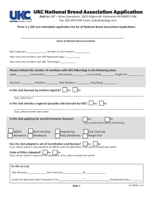 Fillable Online UKC National Breed Association Application Fax Email ...