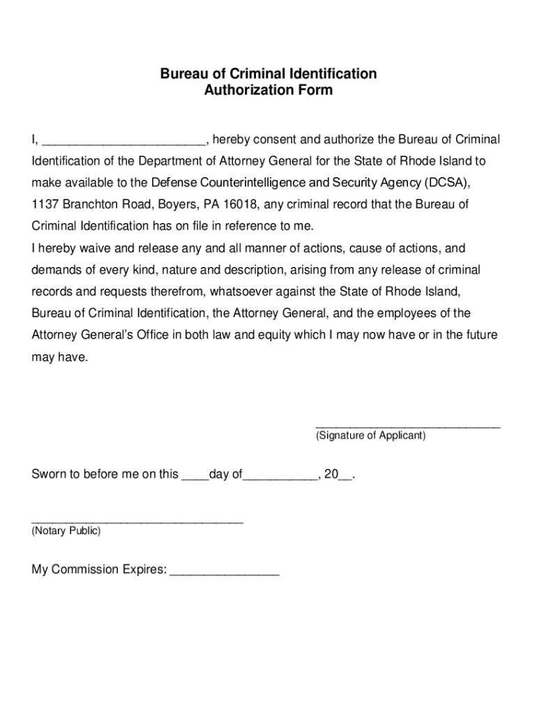 Fillable Online AUTHORIZATION TO DISCLOSE CRIMINAL HISTORY RECORDS ...