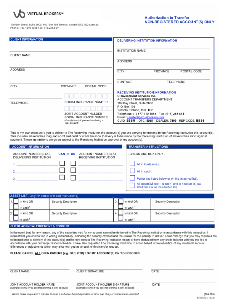 Fillable Online Non-Registered Account Transfer Form.doc Fax Email ...