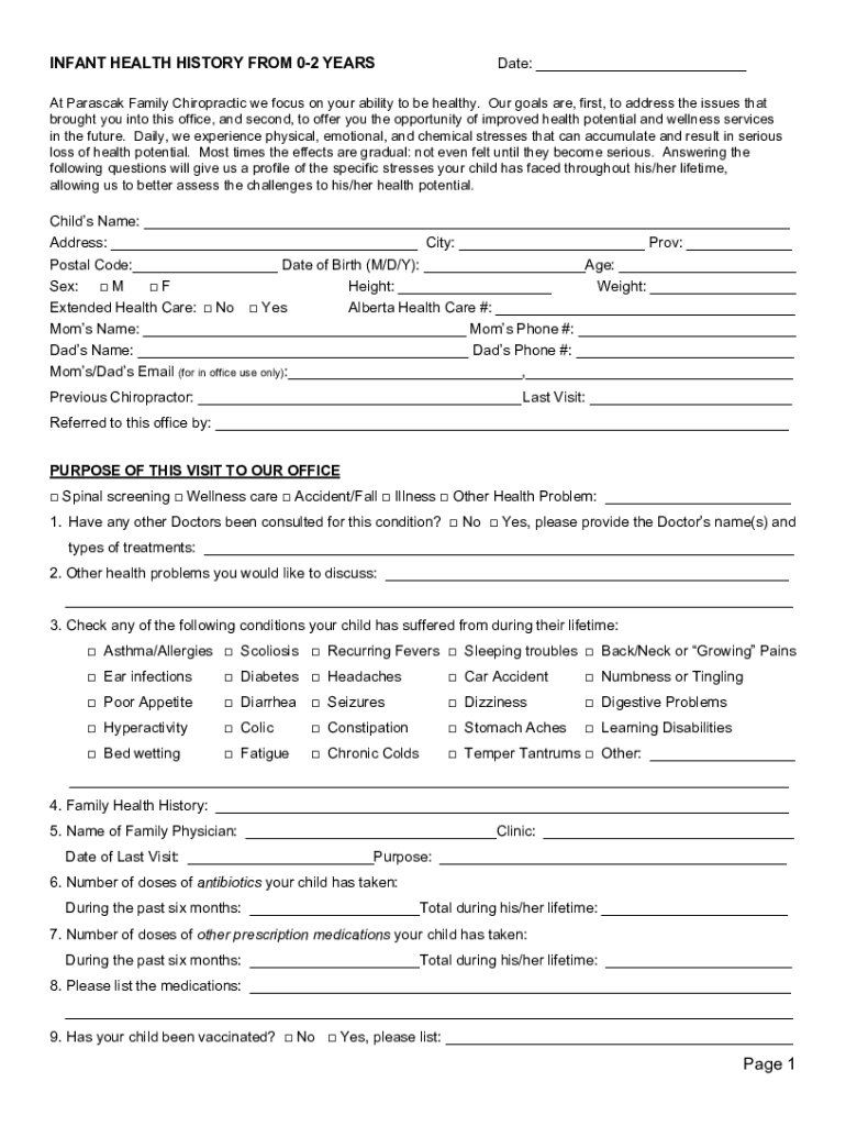 Fillable Online CHILD HEALTH HISTORY FORMS 2-17 YEARS - cdn.vortala.com Fax Email Print - pdfFiller