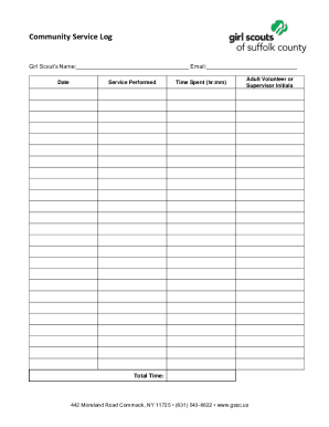 Fillable Online Community Service Log. Community Service Log Fax Email ...
