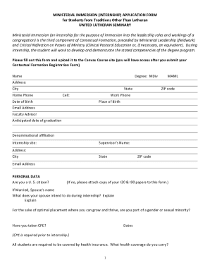 Fillable Online Sample Template for Student Pastor Internship Fax Email ...