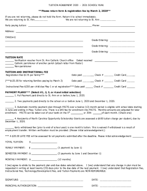 Fillable Online Tuition Agreement 2021-2022 - Free Online Form Builder ...