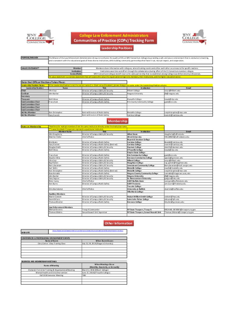 Fillable Online Communities of Practice Tracking Form Law Enforcement ...