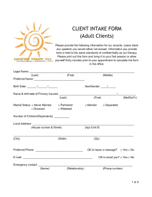 Fillable Online Adult Intake Screening - Free Online Form Builder ...