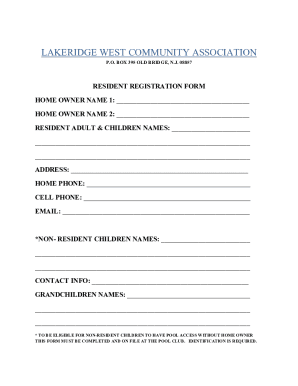 Fillable Online LAKERIDGE WEST COMMUNITY ASSOCIATION REGISTRATION FORM ...