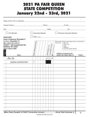 Fillable Online Queen Contest - Pennsylvania State Association of ...