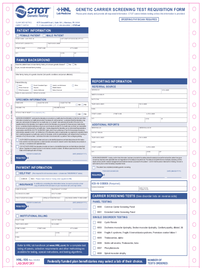 Fillable Online Forms & Requisitions - LifeLabs GeneticsCarrier ...