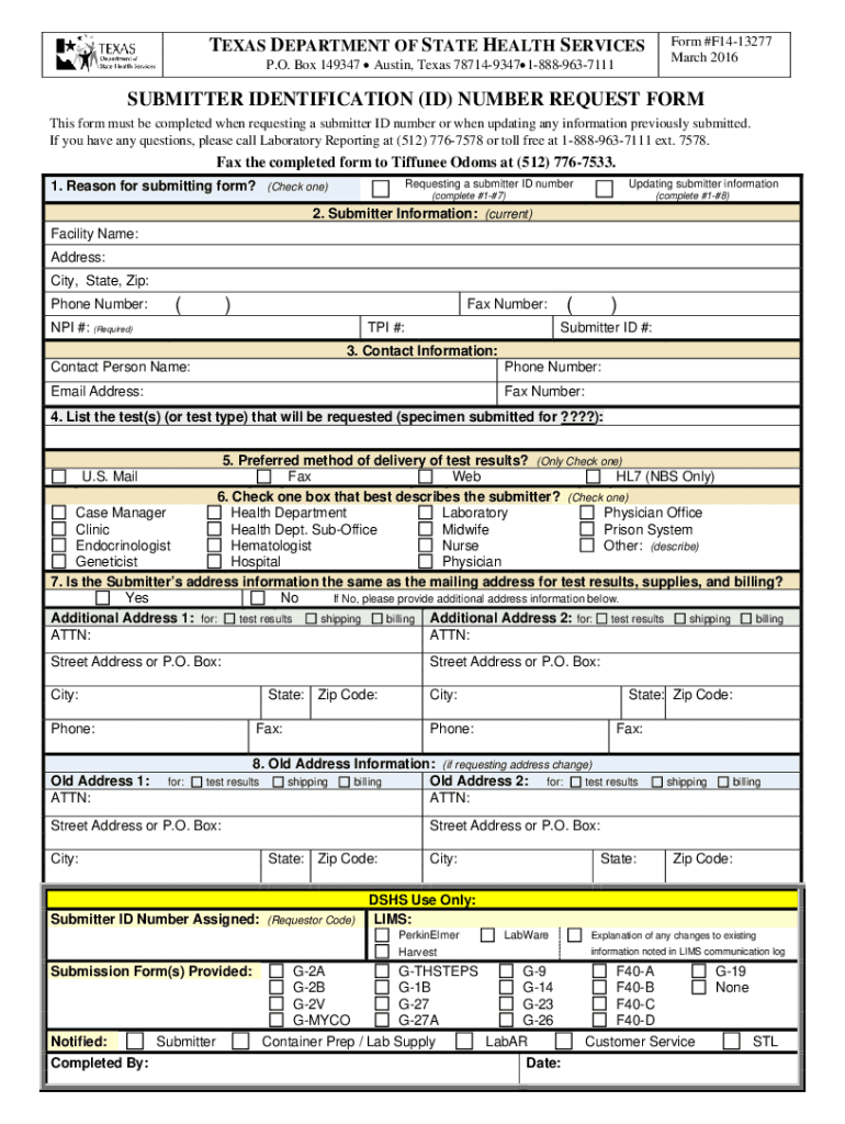 Fillable Online Health Services, Texas Department of State - Texas ...