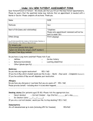 Fillable Online FREE 9+ Sample Patient Assessment Forms in PDFMS ...
