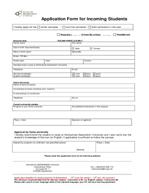 Fillable Online Student Exchange Programme for outgoing students ...