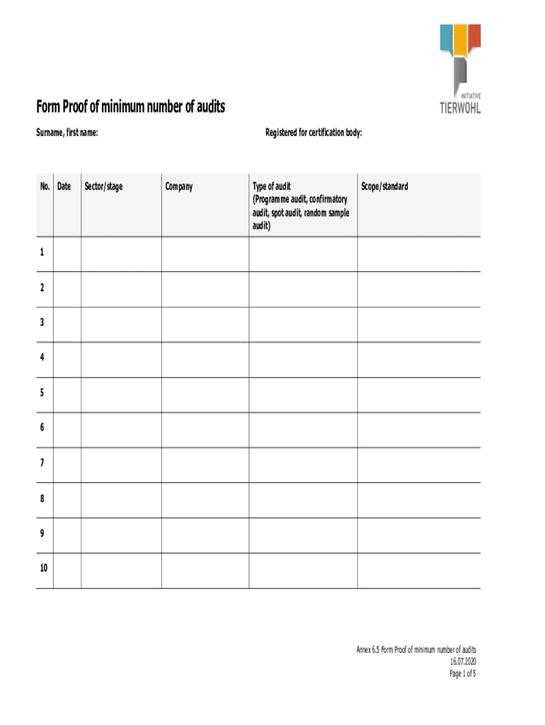 Fillable Online Form Proof of minimum number of audits Fax Email Print ...