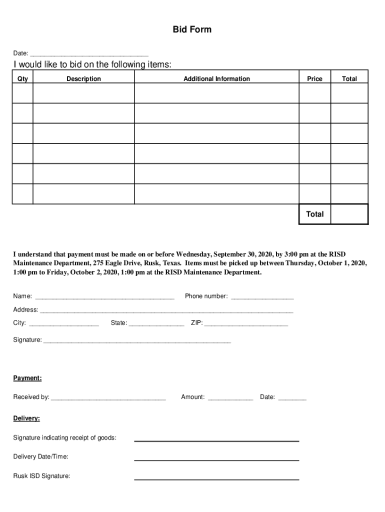 Fillable Online 18-03 Addendum 1 - Instructions to Bidders and Bid Form ...