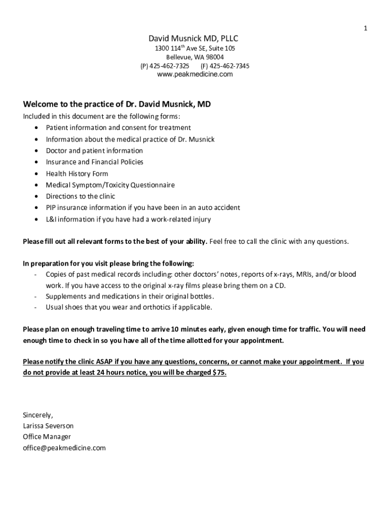 Fillable Online David J. Musnick, MD - Functional Medicine Doctor in ...