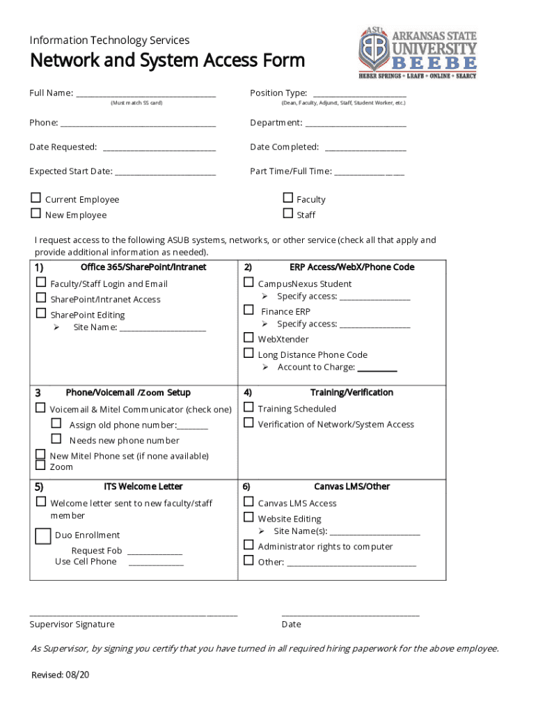 Fillable Online Information Technology Services Network and System ...