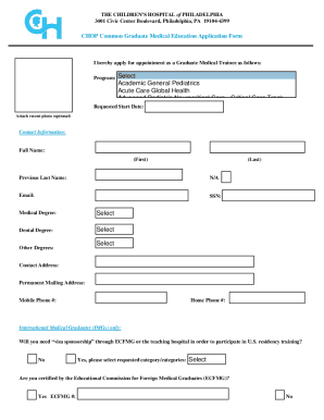 Fillable Online Updated CHOP Common Graduate Medical Education ...
