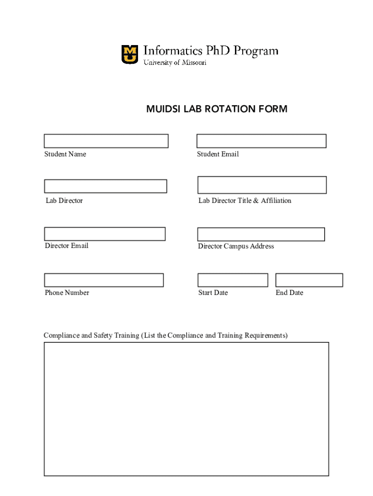 Fillable Online MUII LAB ROTATION FORM new - MUIDSI Fax Email Print ...