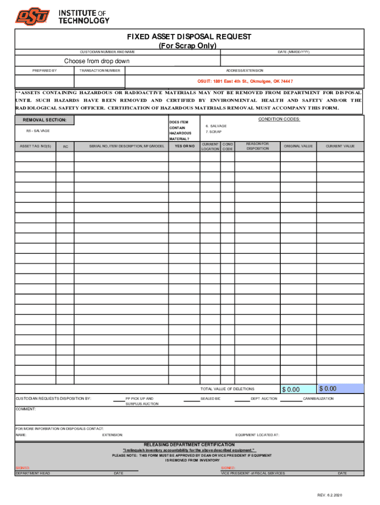 Fillable Online Fixed Asset Dispsal Form Fax Email Print - pdfFiller