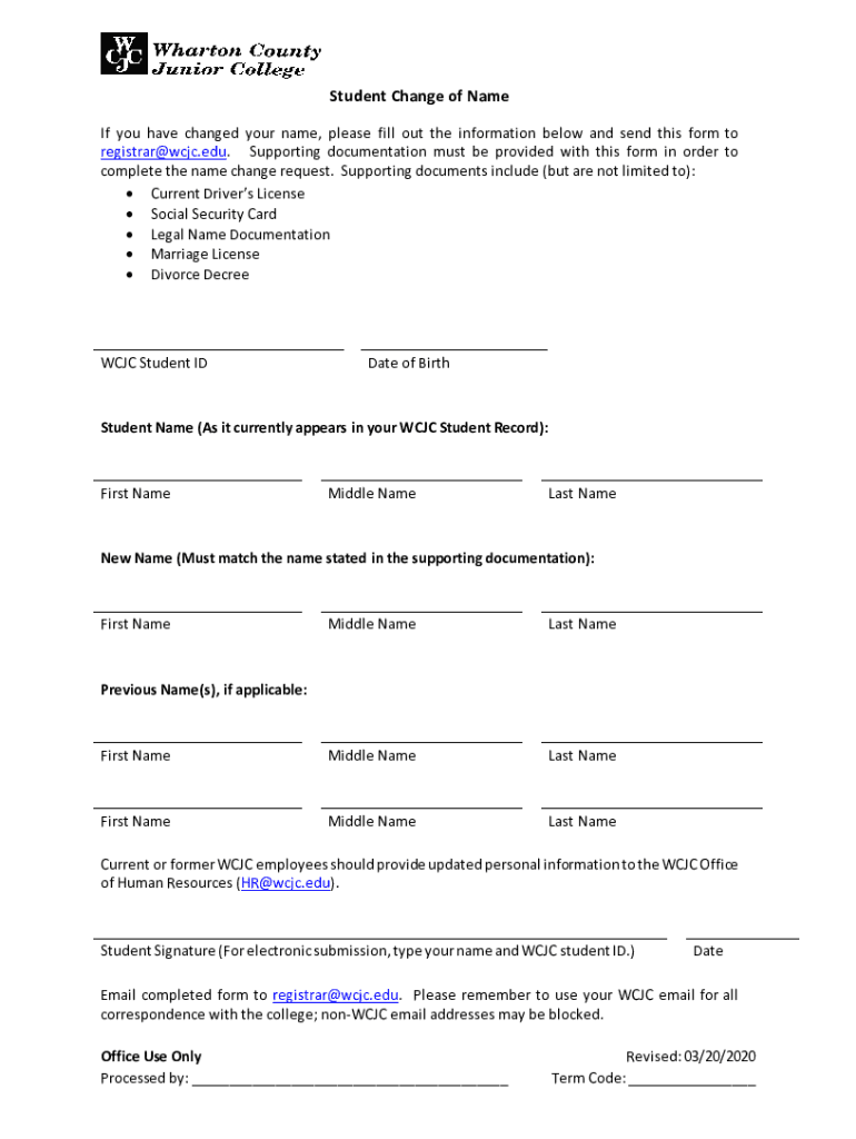 Fillable Online Fill - Student-Name-and-ID-Change-Form Fax Email Print - pdfFiller
