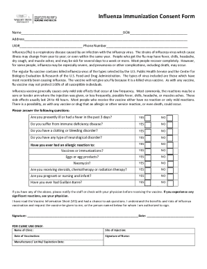 Fillable Online Influenza Immunization Consent Form: 2020 - Atrium ...