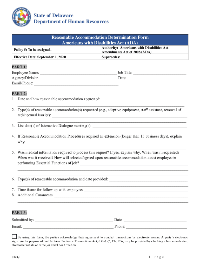 Fillable Online DHR - Statewide Americans with Disabilities Act (ADA ...