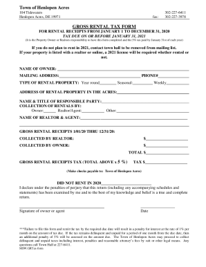 Fillable Online henlopenacres delaware Get the free GROSS RENTAL TAX ...