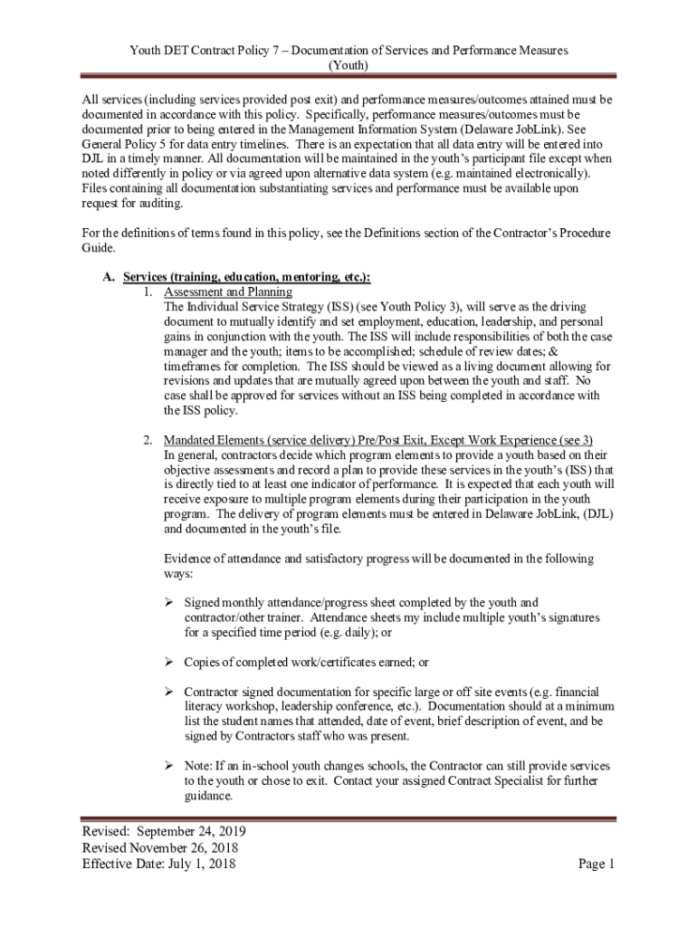 Fillable Online Adult DET Contract Policy 4 - Documentation for ...