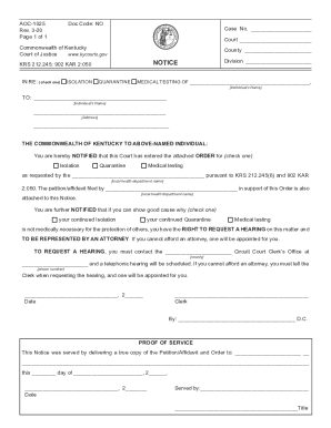 Fillable Online www.kycourts.gov ORDER FOR MEDICAL TESTING AND BODY ...