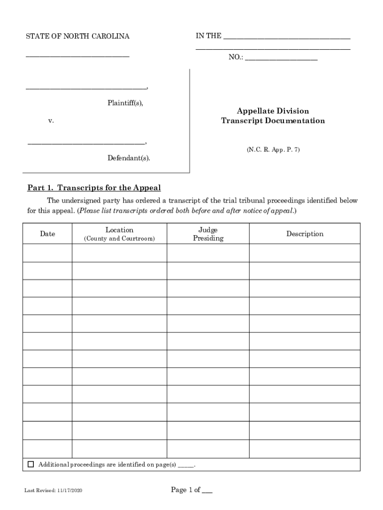 Fillable Online Appellate Division Transcript Documentation Part 1 ...
