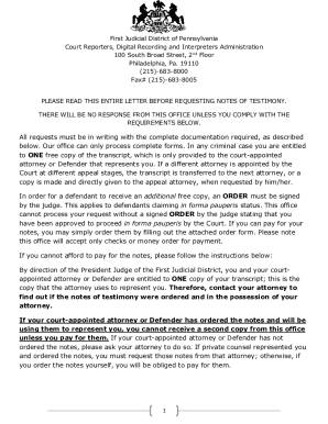 Fillable Online Request for Transcript or Copy County - The ...