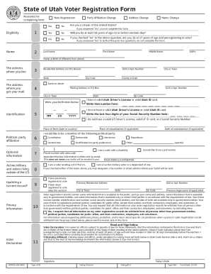 Fillable Online State of Utah Voter Registration Form - Vote Utah ...