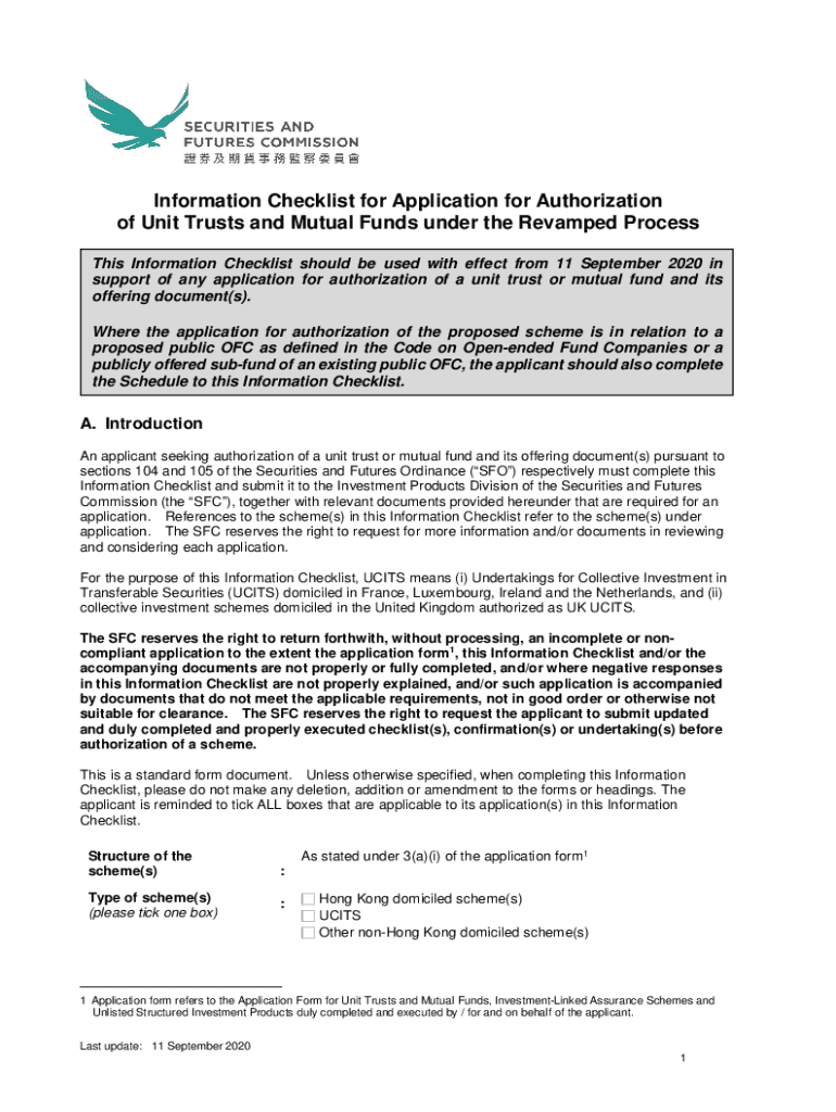 Fillable Online SFC Formally Adopts Revamped Fund Authorization Process ...