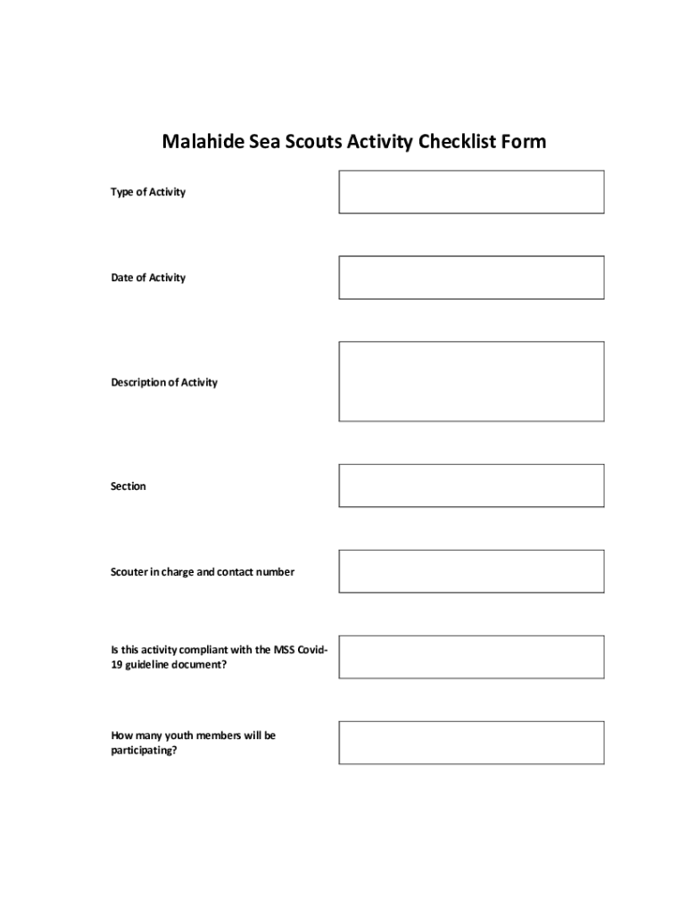 Fillable Online Activity Checklist Form Fax Email Print - pdfFiller