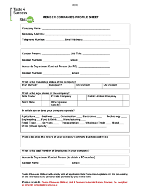 Fillable Online Company Core Data Sheet Fax Email Print - pdfFiller