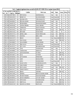 Fillable Online BAMS List 1 - Completed Application forms recevied for ...