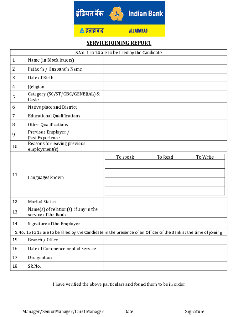 Fillable Online Joining Report Sample Format - semioffice.comFREE 14 ...