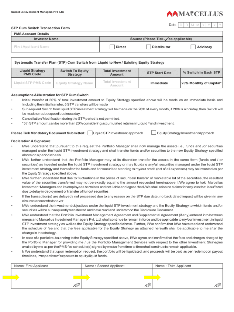 Fillable Online What is STP (Systematic Transfer Plan) - Marcellus Fax Email Print - pdfFiller