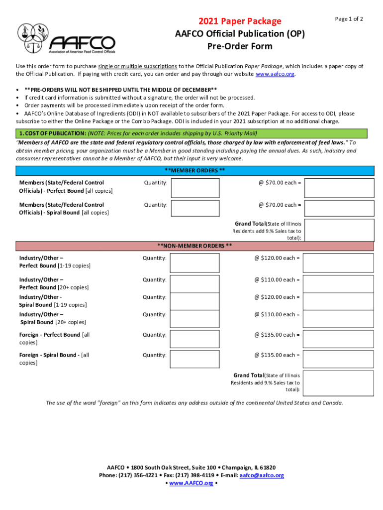 Fillable Online The Association of American Feed Control Officials ...