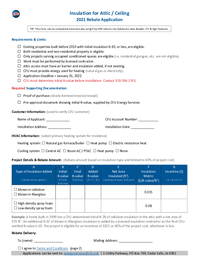 Fillable Online Insulation for Attic / Ceiling Fax Email Print - pdfFiller