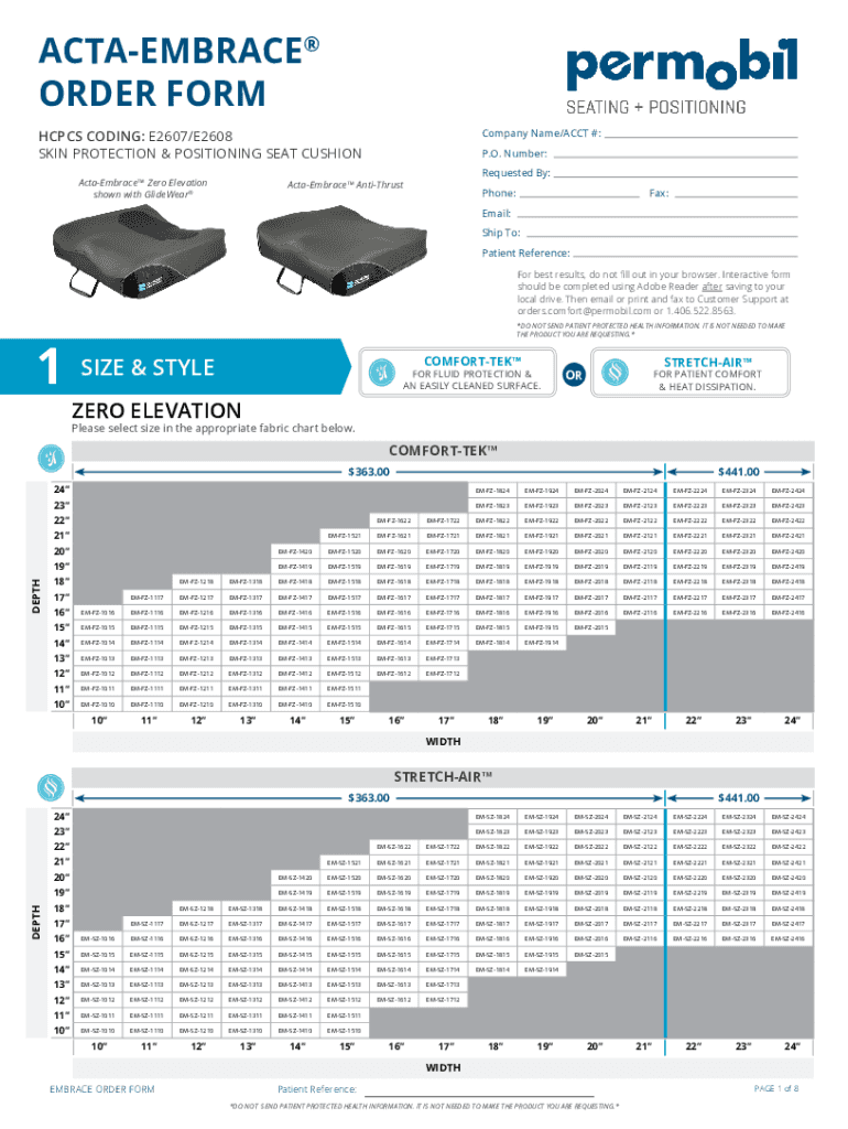 Fillable Online d37xlajmpyyml6 cloudfront Comfort Company Acta-Embrace ...